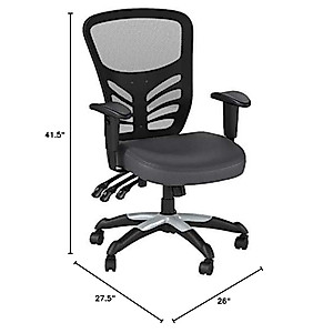 Modway Articulate Mesh Office Chair with Fully Adjustable Vegan Leather Seat In Black