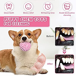 ABRRLO Puppy Toys 6 Pack Puppy Chew Toys for Teething Small Breed Dog Toys for Small Puppies Cute Pink Small Dog Chew Toys Soft Rubber Durable Puppy Teething Toys Interactive Pet Dog Toys Set