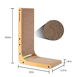 Familypoint Cat Scratcher, Cat Scratching Post, Cardboard Cat Scratching Board with Ball Toy, Large Vertical L Shape Cat Scratcher Scratch Pads Cat Toys for Indoor Cats, Catnip