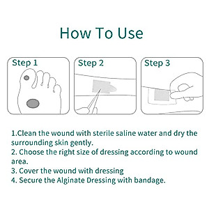 Dimora Ag Silver Calcium Alginate Wound Dressing Pads, 4'' x 4'' Patches, 5 Individual Pack, Highly Absorbent Dressing, Non-Stick Sterile Gauze