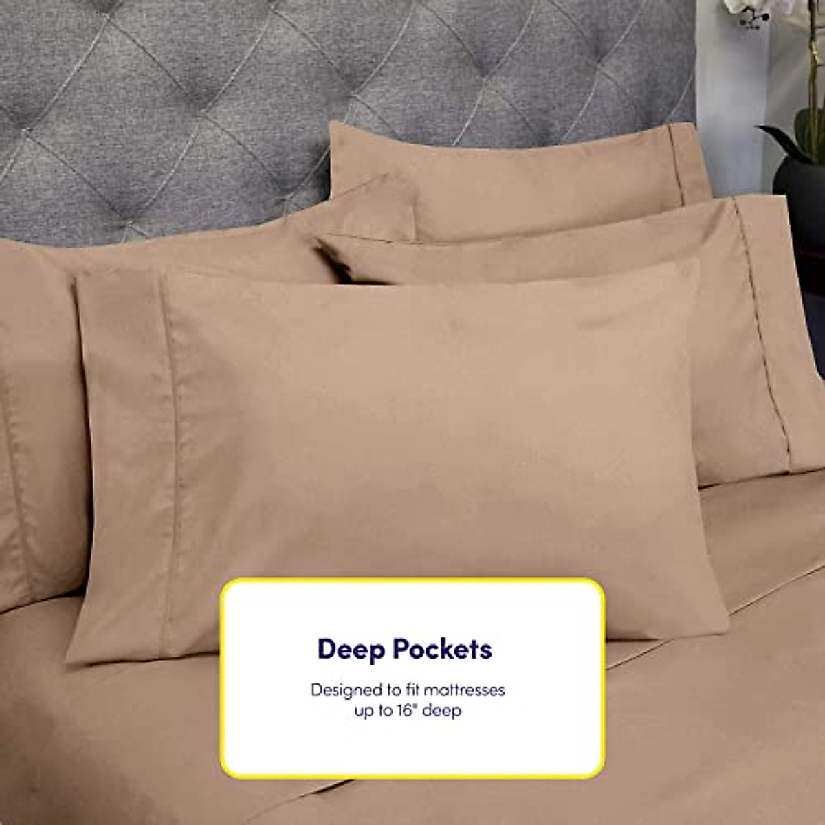 Twin XL Size Bed Sheets - 4 Piece 1500 Supreme Collection Fine Brushed Microfiber Deep Pocket Twin X-Large Sheet Set Bedding - 1 EXTRA PILLOW CASES, GREAT VALUE, Twin XL, Taupe