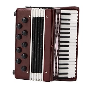 6CM Mini Accordion Model, Miniature Wooden Accordion Model Music Instrumental Model with Delicate Box for Home Decor Music
