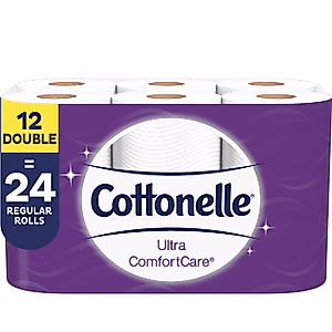 Cottonelle Ultra ComfortCare Soft Toilet Paper, 12 Double Rolls, Bath Tissue