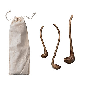 Creative Co-Op Wood Drawstring Bag, Natural Ladle