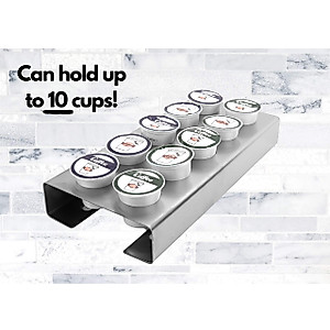 Polar Whale Brushed Stainless Steel Coffee Pod Organizer Storage Tray Counter Stand or Wall Mount Compatible with Keurig K-Cup KCup for Kitchen Home Office Waterproof 19 x 14.5 Inches Holds 48