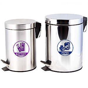 6 Pieces Recycle Sticker Decal for Trash Can, Re-Adjustable Waterproof Bin Labels Paper Metal Plastic Glass Waste Sorting Recycling Sticker Sign for Use at Home and Office