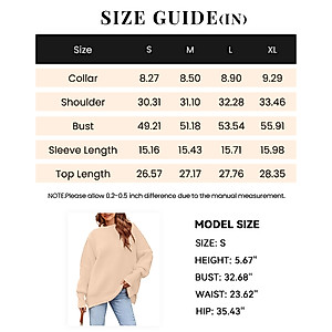 PRETTYGARDEN Women's Oversized Sweater 2024 Casual Fall Crewneck Long Sleeve Loose Side Slit Ribbed Knit Pullover Tops(Solid Beige,Medium)