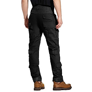 AKARMY Men's Hiking Pants Casual Camouflage Multi-Pocket Cargo Work Pants G3WF Black