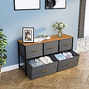 YITAHOME Dresser with 5 Drawers - Fabric Storage Tower & Storage Tower with 4 Drawers - Fabric Dresser, Organizer Unit for Bedroom, Living Room, Closets & Nursery (Cool Gray)