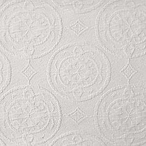 HiEnd Accents Verona Matelassé 3 Piece Super Queen Duvet Cover Set, Vintage White Cotton Medallion Pattern Bedding Set, Classic Chic Casual Farmhouse Bed Set, 1 Comforter Cover and 2 Pillow Shams