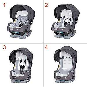 Baby Trend Cover Me 4-in-1 Infant Toddler Convertible Car Seat with Adjustable/Removable Canopy for Sun Protection & 2 Cup Holders, Stormy Gray
