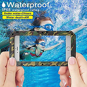 Beasyjoy iPhone SE 2022/2020 iPhone 7 iPhone 8 Case Waterproof, Metal Heavy Duty Case with Screen Protector, Full Body Protective Military Grade Shockproof Dropproof Tough Case, Camo