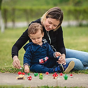 RUIYELE 96 Pcs Cute Frog Mushroom Miniature Figurines Fairy Garde Resin Miniature Ornaments Landscape DIY Bonsai Craft for Home Decoration Supplies