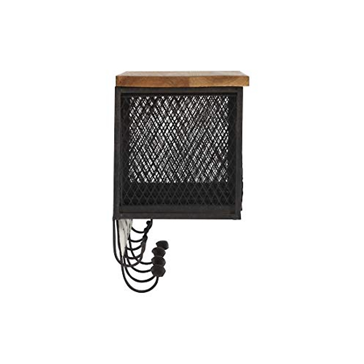 Linon 4-Basket Wall Organizer, 23.5" L x 7.25" W x 12.4" H, Brown, Black