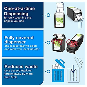Tork Xpressnap Fit Tabletop Napkin Dispenser Starter Pack, 800723, N14 Dispenser for Restaurants Including 2 Bundles of White Refill Napkins