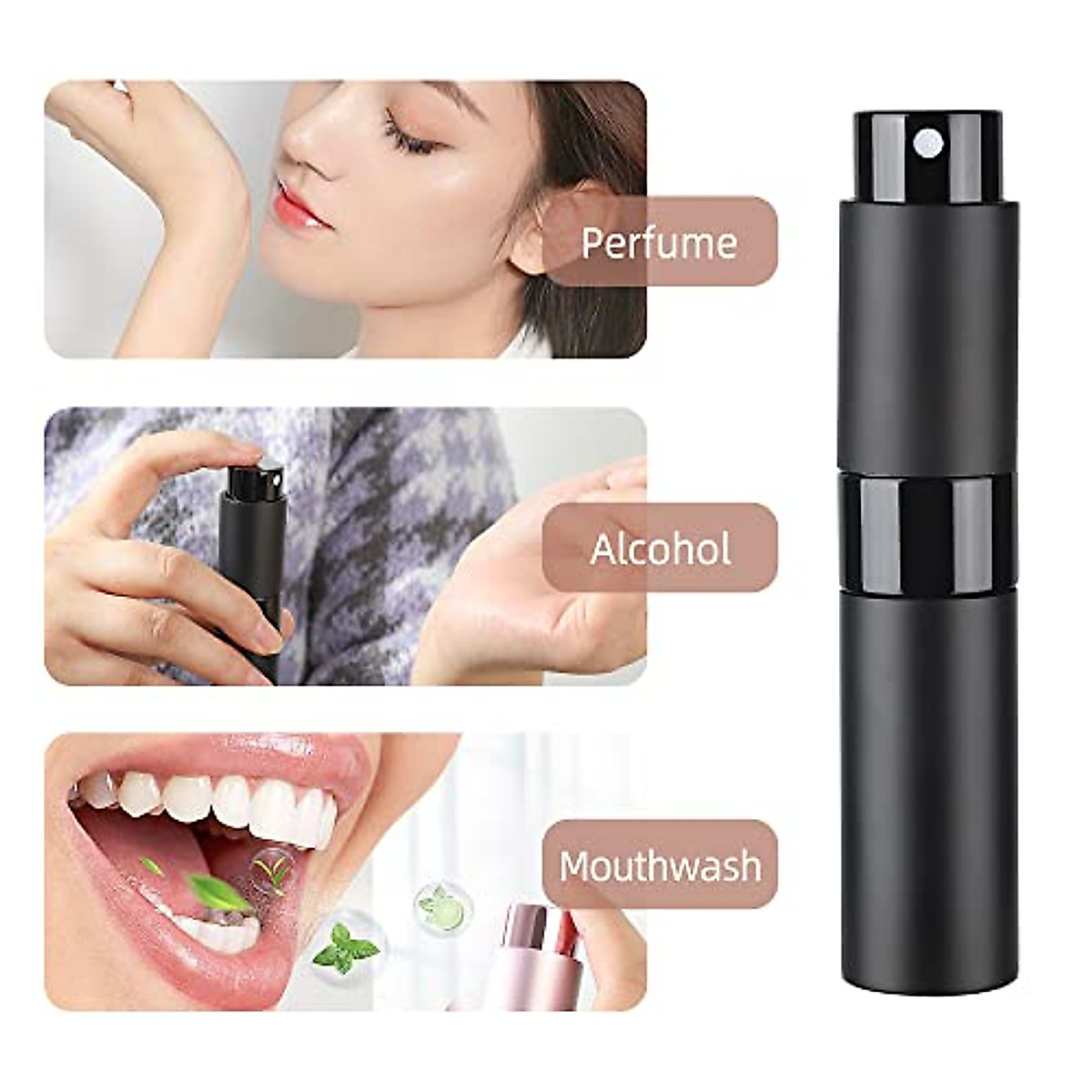 ZERNBER 8ML Atomizer Perfume Travel Refillable (2 PCS) Empty Travel Cologne Sprayer Bottles Refillable, Mini Portable Dispenser(2 Matte Black)