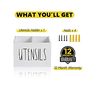 Utensil Holder, Utensil Organizer for Countertop, Farmhouse Utensil Caddy for Kitchen Counter, Spatula Spoon Holder Crocks, Flatware Storage Box, Large Cooking Tool Dispenser