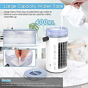 Portable Air Conditioner Fan, MAXROCK Portable AC Personal Mini Air Cooler 3 Speed Super Quiet Desk Air Cooling Fan 7 Colors LED Light for Personal Use Small Room