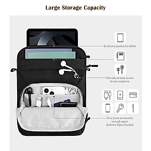 Dadanism 9-11" Tablet Sleeve Bag for iPad Air 5/4 10.9, iPad Air 11" 2024, iPad 9/8/7th 10.2, iPad 10th Gen 10.9, iPad Pro 11 M4 M2 2024-2018, Galaxy Tab A9+ S9 FE A8, with Shoulder Strap, Black