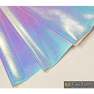 Fabric Empire Vinyl Upholstery Embossed Bubble Holographic Glossy Fabric Light Blue 54" Wide Sold by The Yard