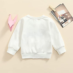 fhutpw Baby Boy Girl Sweatshirt Fall Clothes 6 12 18 24 Months Toddler 2T 3T Pullover Activewear Long Sleeve Shirts Outfit B-white