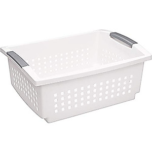 Sterilite 16648006 Stacking Plastic Basket, Large, White