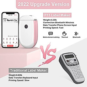 Marklife P11 Label Maker Machine with 4 Rolls Tape,Mini Thermal Wireless Inkless Sticker Printer Machine for Home Kitchen Office Organization
