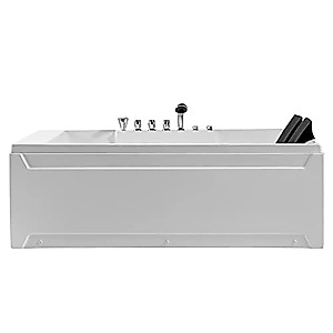 Empava 72-Inch Left Drain Rectangular Alcove Whirlpool Bathtub in White Model 2022