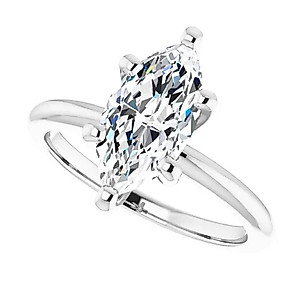 ERAA JEWEL 2 CT Marquise Colorless Moissanite Engagement Ring, Wedding Bridal Ring Set, (4)