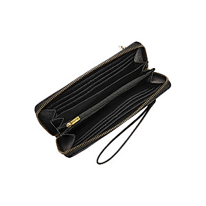 Fossil Women's Logan Faux Leather Wallet RFID Blocking Zip Around Clutch with Wristlet Strap, Print (Model: SL7828104)