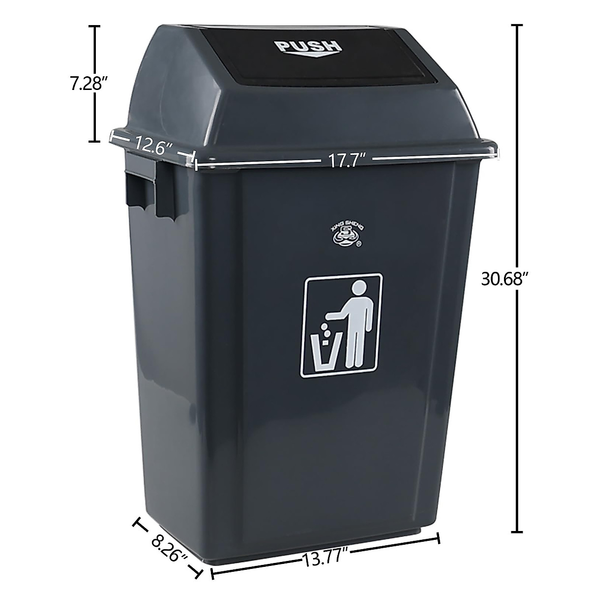 Lasbily Set of 4 15 Gallon Plastic Swing Top Trash Cans, Large Tall Kitchen Waste Garbage Bin with Swing Lid for Indoor/Outdoor Use
