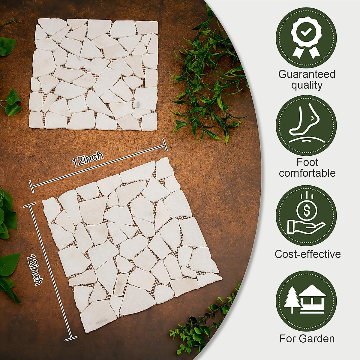 Sasylvia 6 Pcs 12 Inch Stepping Stones Outdoor Square Marble Riverstone Decorative Pathway Stepping Stones for Garden Walkway Pathway Outdoor Lawn Yard Decorations