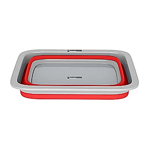 Collapsible Cleaning Caddy - Portable Multi-use Wash Basin, Dish Tub, or Ice Bucket with 7.27L Capacity for Camping and Tailgating by Wakeman (Red)