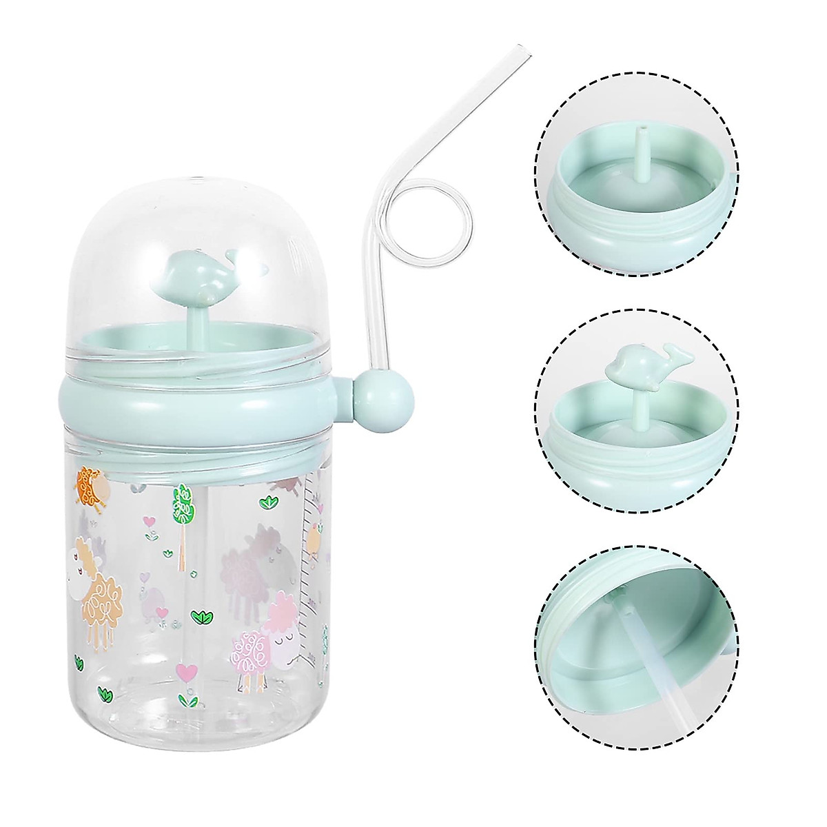 TOYANDONA Baby Drinking Cup with Straw Water Whale Spray sippy Cup Portable Toddler Cups Summer Water Cup Green(Pattern Random)