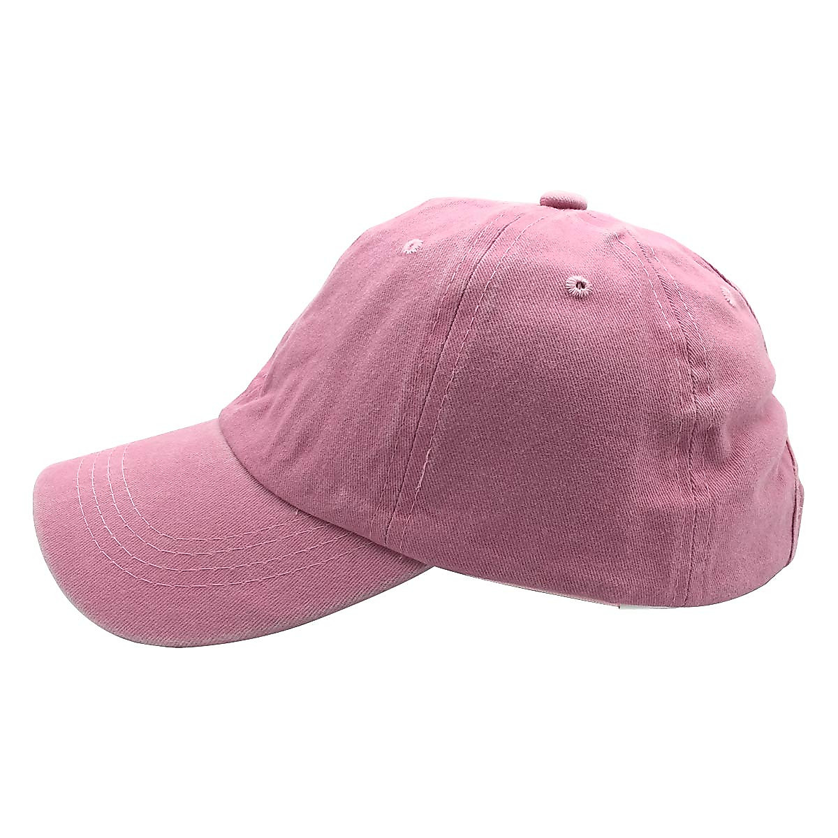 Waldeal Girls' Cute Ponytail Hat Distressed Adjustable Kids Plain Baseball Dad Cap Pink