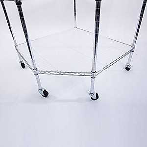 Heavy Duty Shelves Commercial-Grade 6 Tier Corner Shelf, Industrial Corner Bookshelf Steel Wire Shelving with Wheels, Rustic Corner Storage Rack Shelves Display Plant Flower, Stand Bookcase