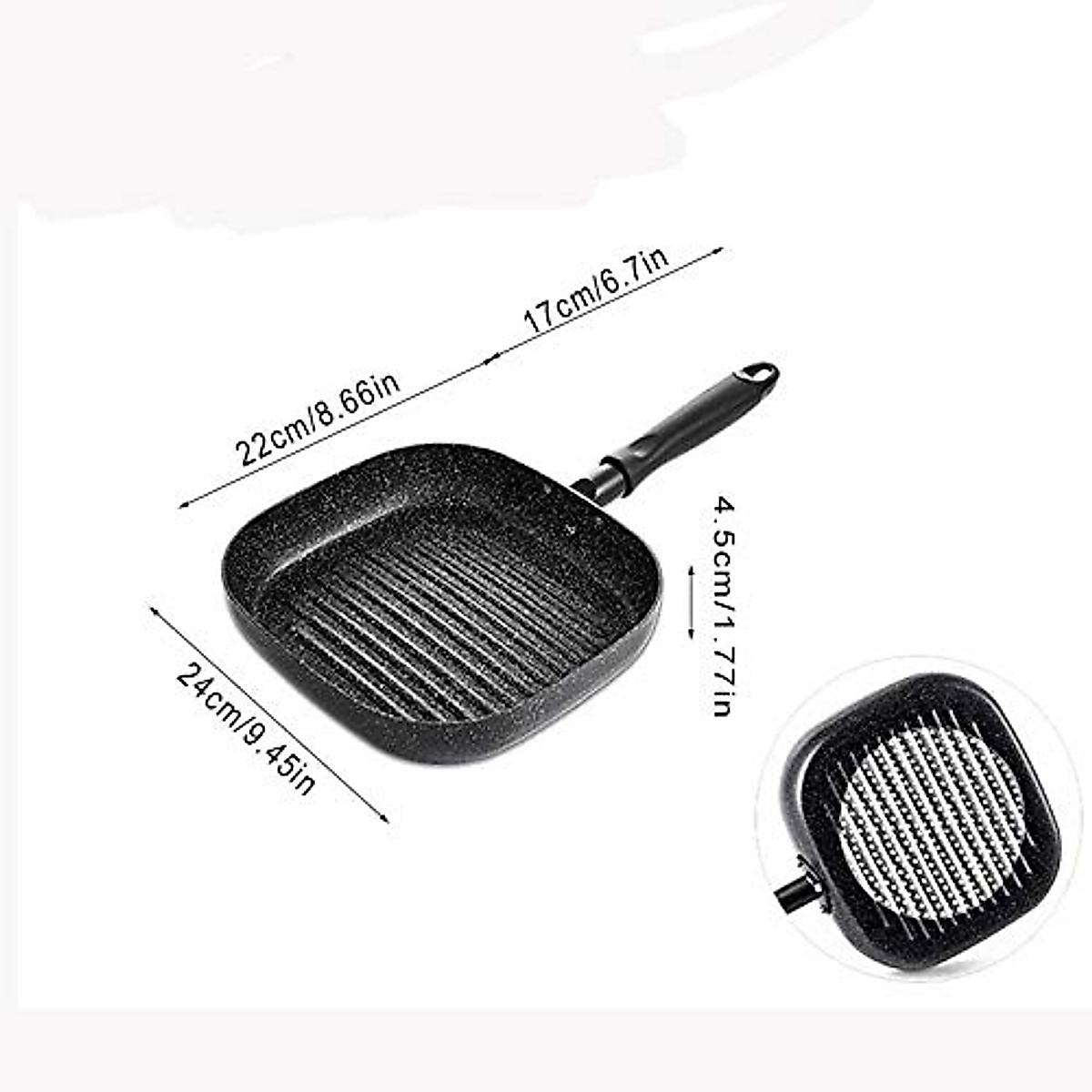N/A Aluminum Non-Stick Square Grill Pan Steak Fry Pans Multi-Function Snowflake Striped Frying Pan