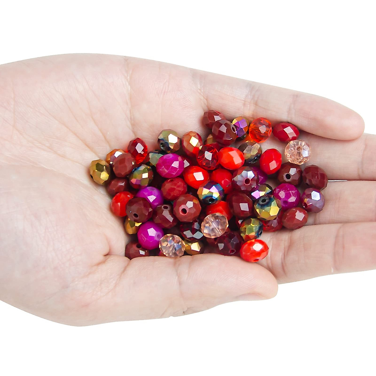 Niziky 500PCS Crystal Glass Beads for Jewelry Making, 4mm Multicolor Red Faceted Rondelle Glass Beads with Hole, Glass Crystal Briolette Spacer Beads for Jewelry Bracrlet Making Crafts Projects