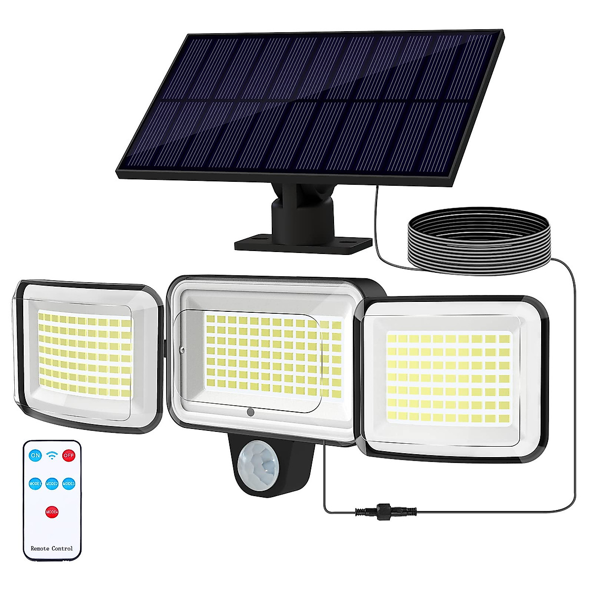 Adiding Solar Lights for Outside, 3500Lm 6500k Solar Flood Lights Outdoor, 224 LED*3 Security Motion Sensor Outdoor Lights for Dusk to Dawn Led Outdoor Lighting