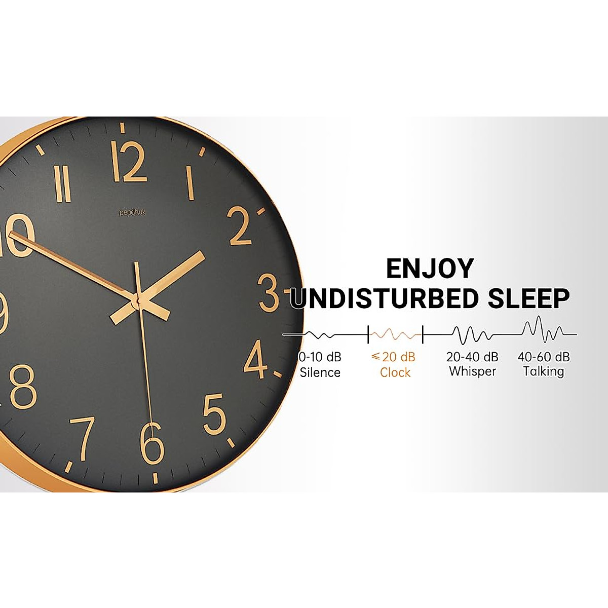 Whiteleopards Black 12 inch Wall Clocks Battery Operated Silent Non Ticking Modern Wall Clock for Living Room Bedroom Kitchen Office Classroom Decor, Black and White