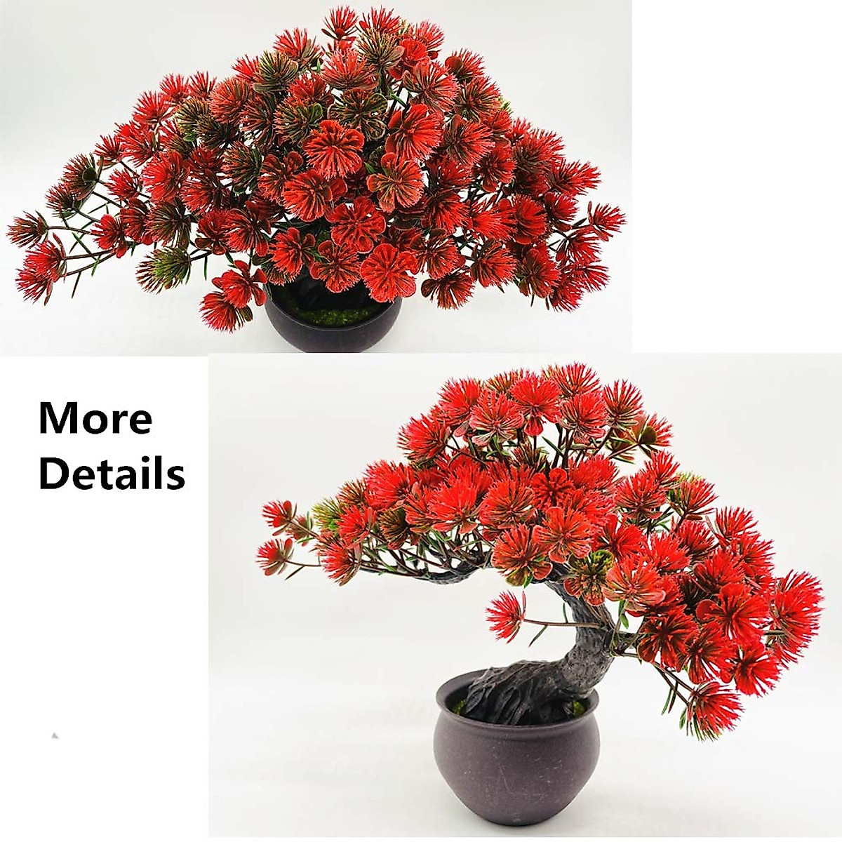 Fycooler Artificial Plants Artificial Bonsai Juniper Tree Potted Faux Japanese Pine Bonsai Simulation Zen Garden Fake Plant Artificial Bonsai Tree for Home Office Showcase Indoor Décor Desktop Display