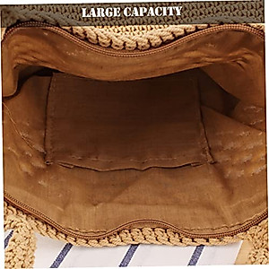 Eaarliyam Cotton Woven Beach Bag Crochet Travel Tote Handbag Casual Summer Shoulder Bag for Women Beige Tote-Handbags