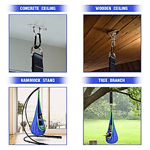 Grassman Pod Swing for Kids, Sensory Swing Indoor, Hanging Hammock Chair with Inflatable Pillow Hardware Kits Air Pump, Hanging Swing Chair for Bedroom Easy to Install, for Indoor Outdoor Use Blue