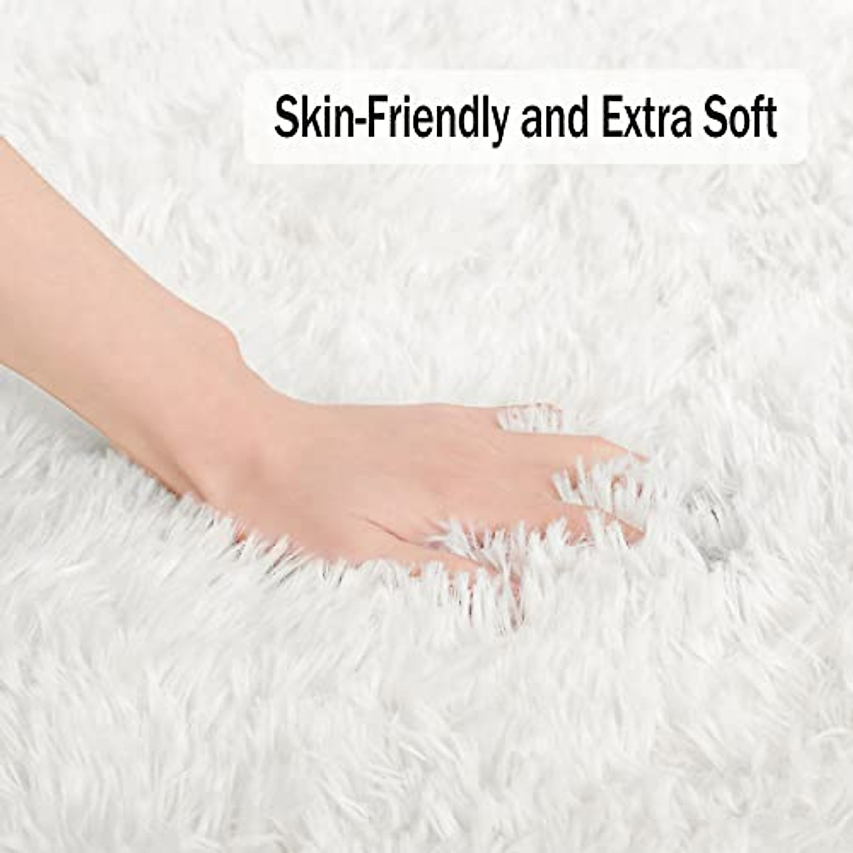 Wellber Modern Soft Cream White Shaggy Rugs Fluffy Home Decorative Carpets, 5x8 Feet, Rectangle Durable Plush Fuzzy Area Rugs for Living Room Bedroom Dorm Kids Room Nursery Indoor Floor Accent Rugs