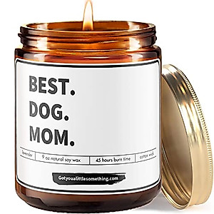 Best Dog Mom Natural Soy Candle, 9oz, Lavender Fragrance - Dog Mom Gifts for Women, Present from Dog, Cute Dog Lover Home Decor, Dog Owner, Pet Lovers Fur Mama Birthday Party Decorations Ideas