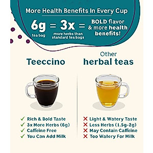Teeccino Dark Roast Dandelion Tea - Rich & Roasted Herbal Tea That’s Caffeine Free & Prebiotic with Detoxifying Dandelion Root, 25 Tea Bags (Pack of 3)