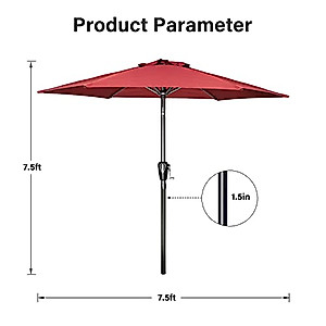 Simple Deluxe 9' Patio Umbrella Outdoor Table Market Yard Umbrella with Push Button Tilt/Crank, 8 Sturdy Ribs for Garden, Deck, Backyard, Pool, Red