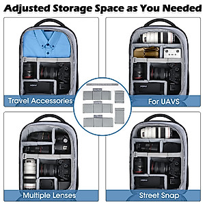 Lubardy Camera Bag Professional DSLR SLR Mirrorless Camera Backpack 15.6 Inch Waterproof Laptop Backpack Anti-Theft Camera Case with Rain Cover Large Capacity Photography Backpack for Men Women, Black