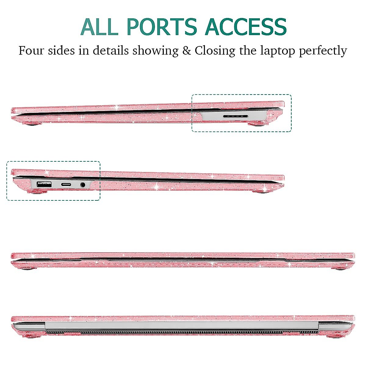 May Chen Case for 13.5" Microsoft Surface Laptop 3/4/5 with Alcantara Palm Rest Model 1867 1958 1950 (2019 2021 2022), Plastic Hard Shell Case with Keyboard Cover + Screen Protector, Pink Glitter