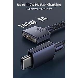 AreMe 140W USB C to Magnetic 3 Charging Cable 6.6ft, Compatible with MacBook Pro 2023 (M2, 14/16 inch), MacBook Air 2022 (M2), MacBook Pro 2021 (M1, 14/16 inch) - Midnight